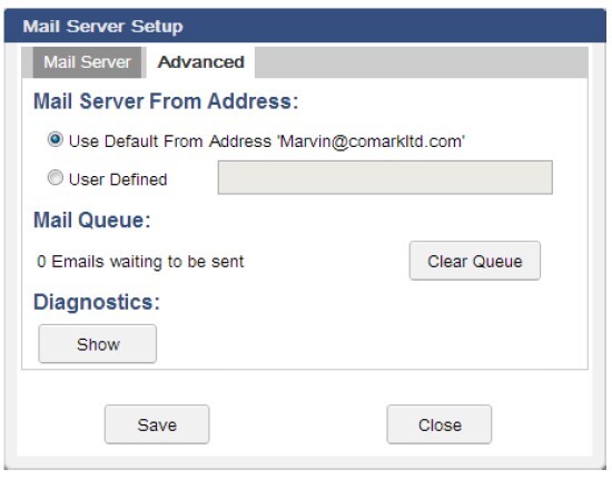Configuring Mail Server Settings in the RF500 Gateway